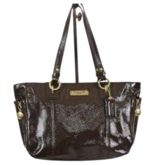 Coach | Bags | Coach Gallery Patent Leather Browm Shoulder Bag Rn F243 ...